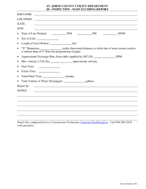 Fillable Online 2D - Inspection - Main Flushing Report Fax Email Print ...