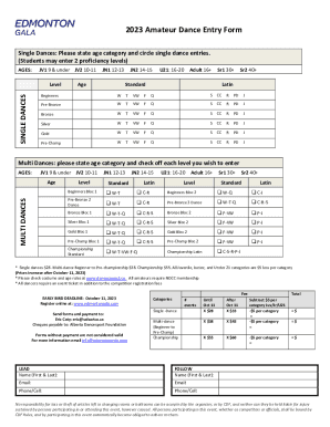 Fillable Online Dance Competition Registration Form Template Fax Email ...