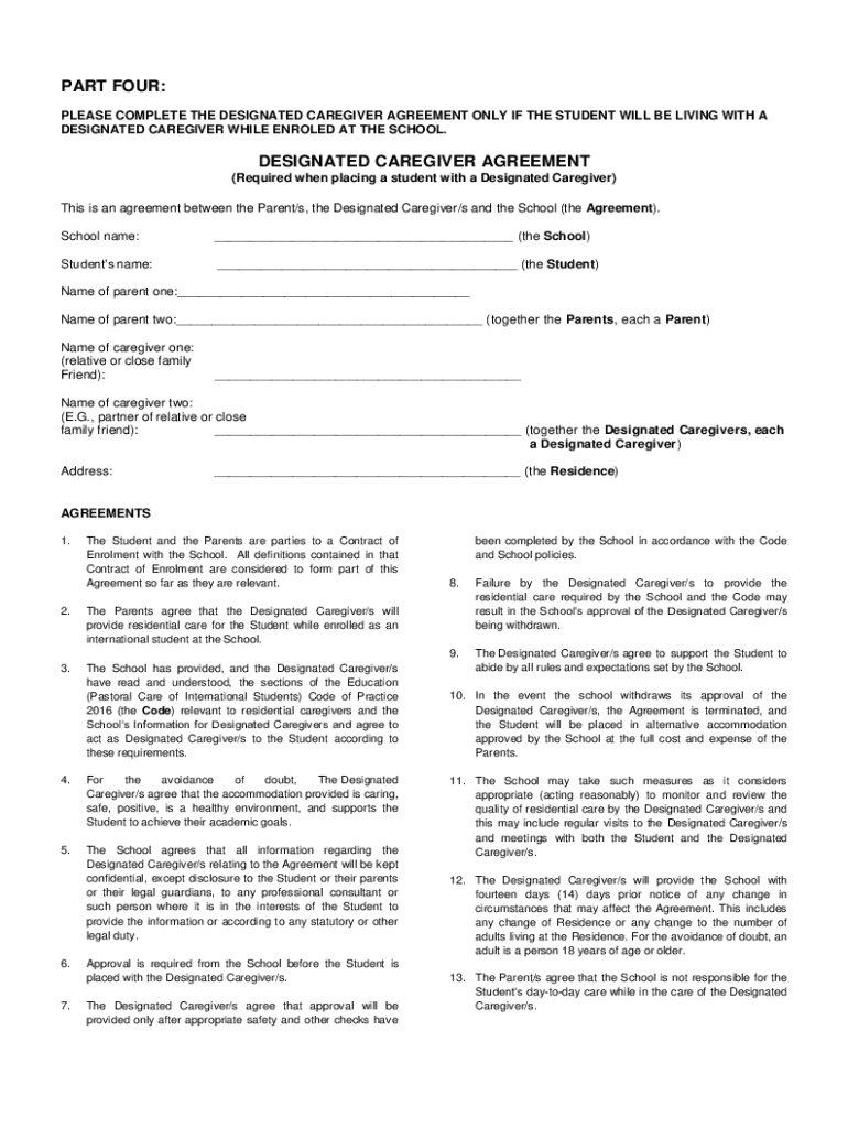 Fillable Online wgc school DESIGNATED CAREGIVER AGREEMENT SIGNING Fax ...