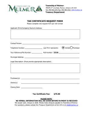 Fillable Online TAX CERTIFICATE REQUEST FORM Fax Email Print - pdfFiller