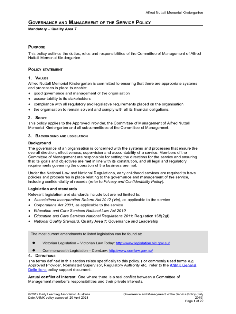 Fillable Online anmk-governance-and-management-of-service-policy Fax ...