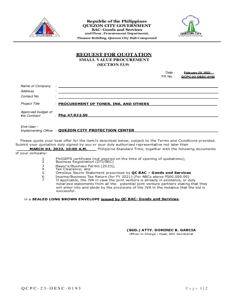 Fillable Online qcpc-23-oesc-0193 toner, ink, and others Fax Email ...