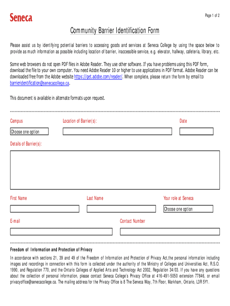 Fillable Online Community Barrier Identification Form. Community ...
