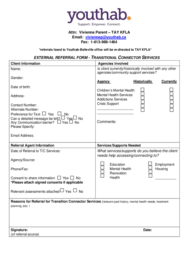 Fillable Online Attn: Vivienne Parent TAY KFLA Email: viviennep ... Fax Email Print - pdfFiller