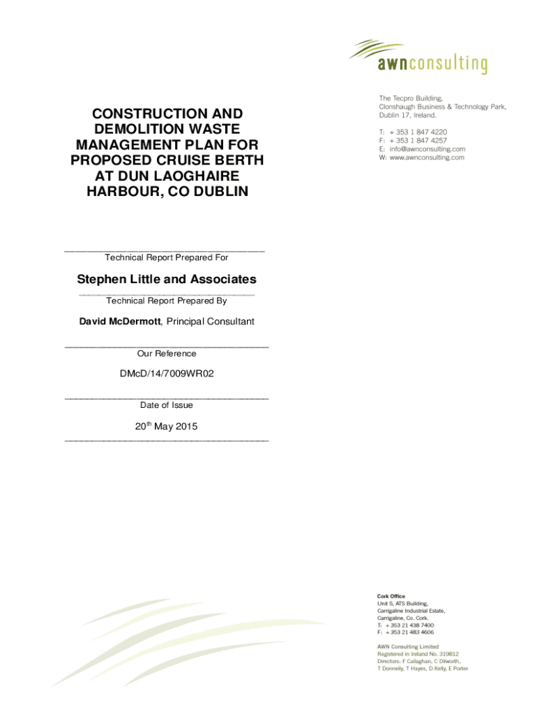 Fillable Online Construction and Demolition Waste Management Plan for ... Fax Email Print ...