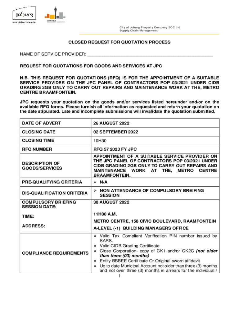 Fillable Online jhbproperty co SERVICE PROVIDER ON THE JPC PANEL OF CONTRACTORS POP 03/2021 ...