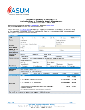 Fillable Online Diploma of Diagnostic Ultrasound (DDU) Application Form ...