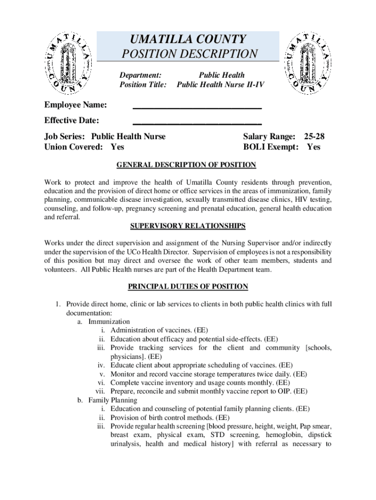 Fillable Online Public Health Nurse 3 (PCN 061917 Fax Email Print - pdfFiller