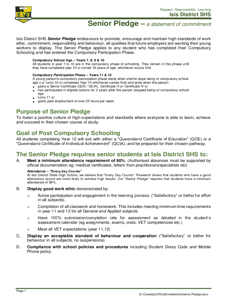 Fillable Online Senior Pledge Fax Email Print - pdfFiller