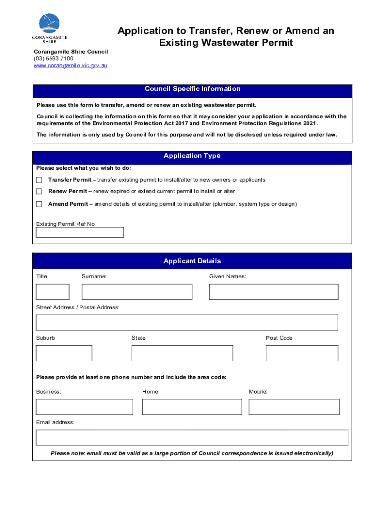 Fillable Online Application to Transfer, Renew or Amend an Existing ... Fax Email Print - pdfFiller