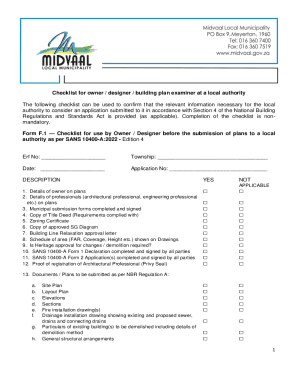 Fillable Online 1 Checklist for owner / designer / building plan ...