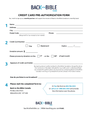 Fillable Online credit card pre-authorization form Fax Email Print ...