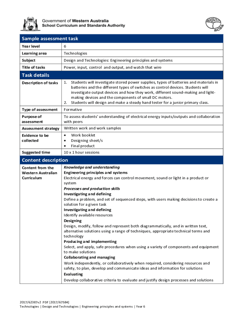 Fillable Online Design and Technologies: Engineering principles and ...