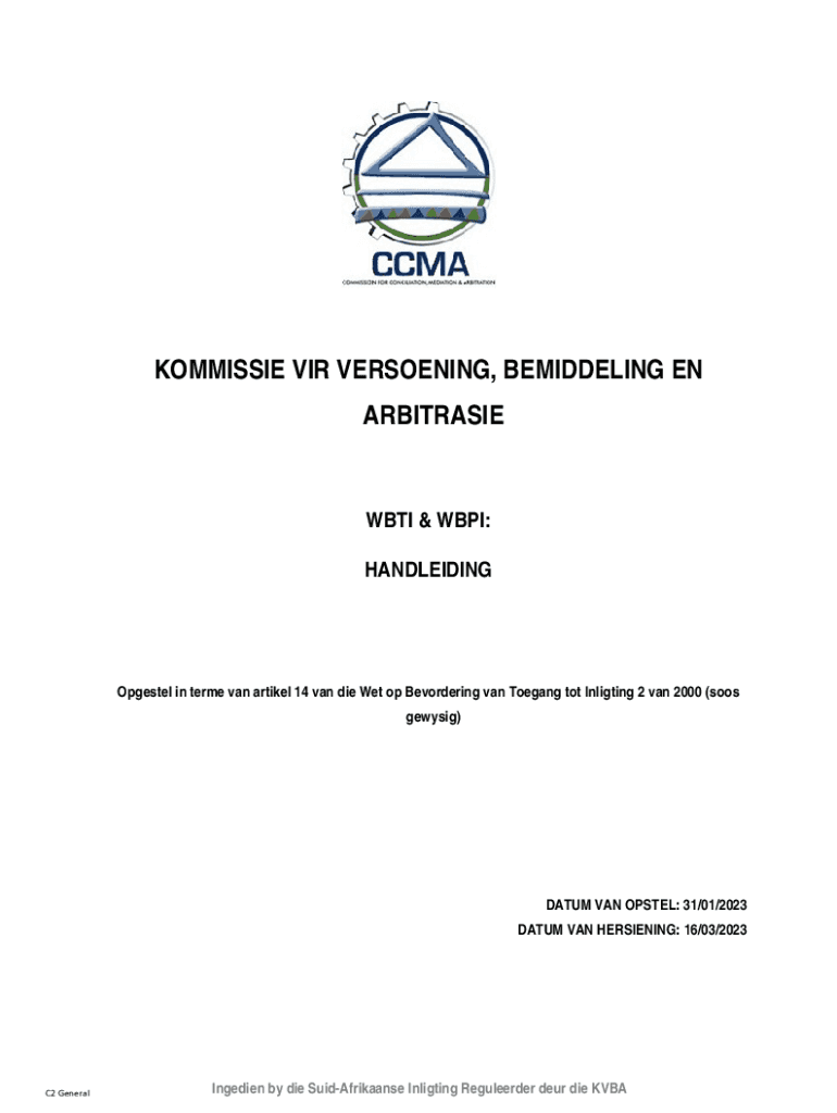 Fillable Online KOMMISSIE VIR VERSOENING, BEMIDDELING EN ... Fax Email ...