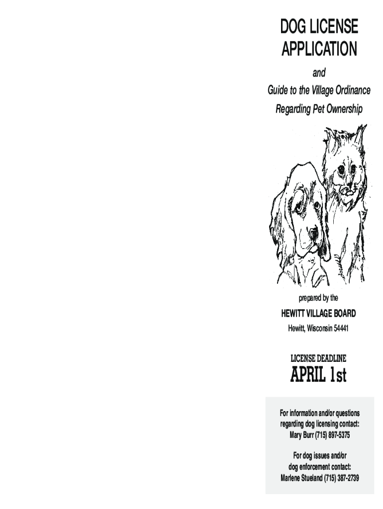 Fillable Online Licensing of Dogs and Regulations of Animals-Chapter 1 ...