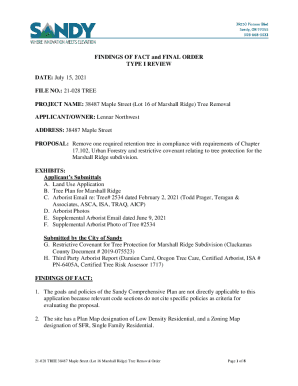 Fillable Online FINDINGS OF FACT and FINAL ORDER - City of Sandy Fax ...