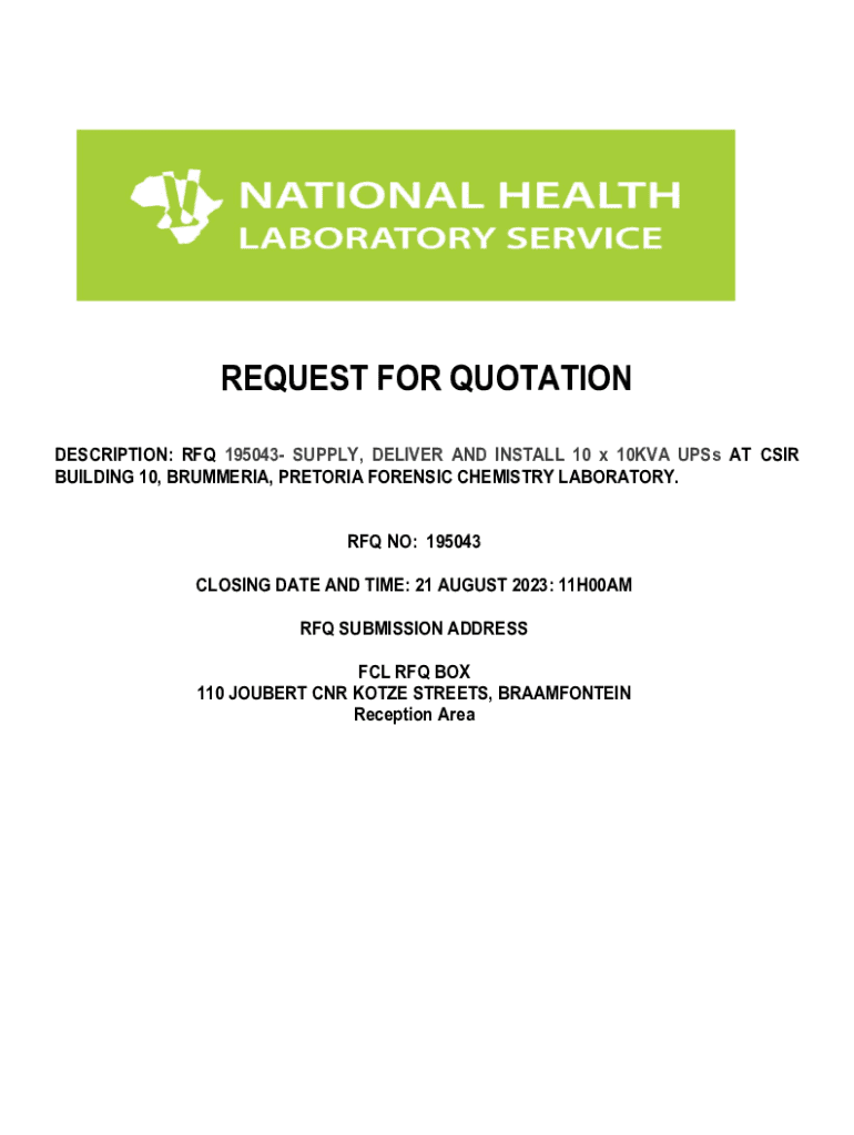 Fillable Online Request for Quotation (RFQ) for the supply and delivery of ... Fax Email Print ...