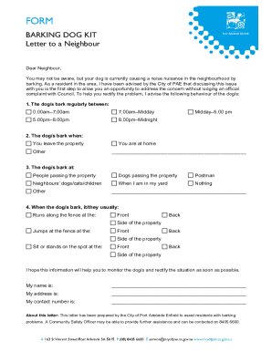 Fillable Online How To Write A Letter To Neighbor About Barking Dog Fax ...