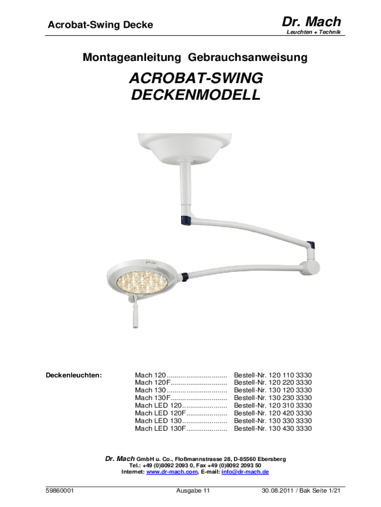 Ausfüllbar Online Dr. Mach Mach 130 Mounting Instructions, Directions ...