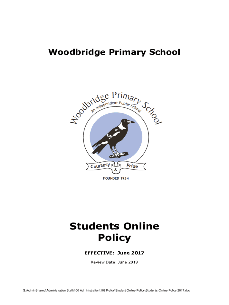 Fillable Online Student Online Policy - Woodbridge Primary School Fax Email Print - pdfFiller