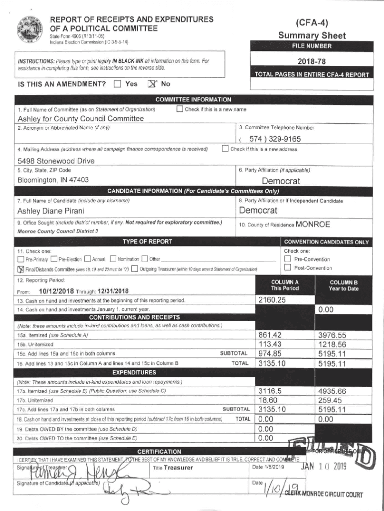 Fillable Online (CFA-4) Democrat Democrat - Monroe County Government ...