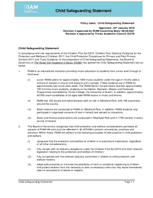 Fillable Online Child Safeguarding Statement - HSE.ie Fax Email Print ...