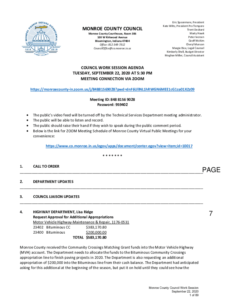 Fillable Online MONROE COUNTY COUNCIL - Monroe County Government Fax Email Print - pdfFiller