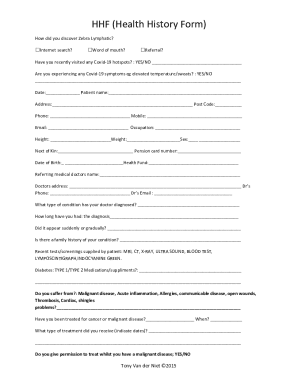 Fillable Online HHF (Health History Form) Fax Email Print - pdfFiller