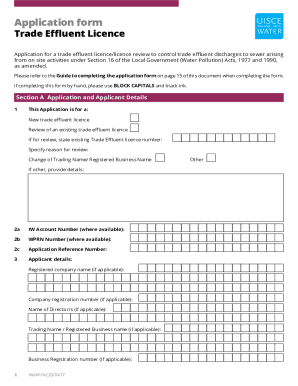 Fillable Online Application form - Trade Effluent Licence Fax Email ...