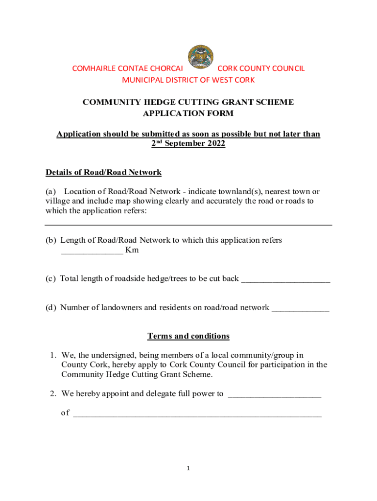 Fillable Online Community Hedge Cutting Grant Scheme Application Form Fax Email Print - pdfFiller