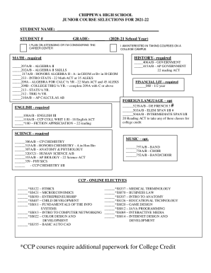 Fillable Online *CCP courses require additional paperwork for College ...