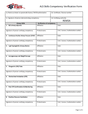 Fillable Online Paramedic Skills Verification Form Fax Email Print ...