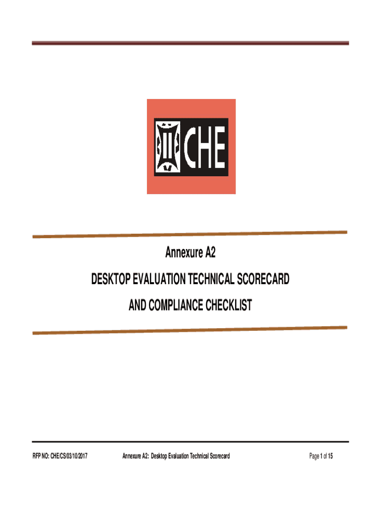 Fillable Online annexure a2: desktop evaluation technical scorecard and ...