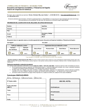 Completable En línea FORMULARIO DE RESERVA / BOOKING FORM - AECE Fax ...