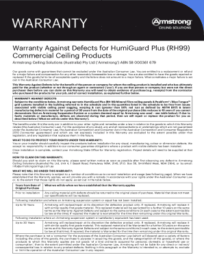 Fillable Online Warranty against Defects for Commercial Ceiling ...