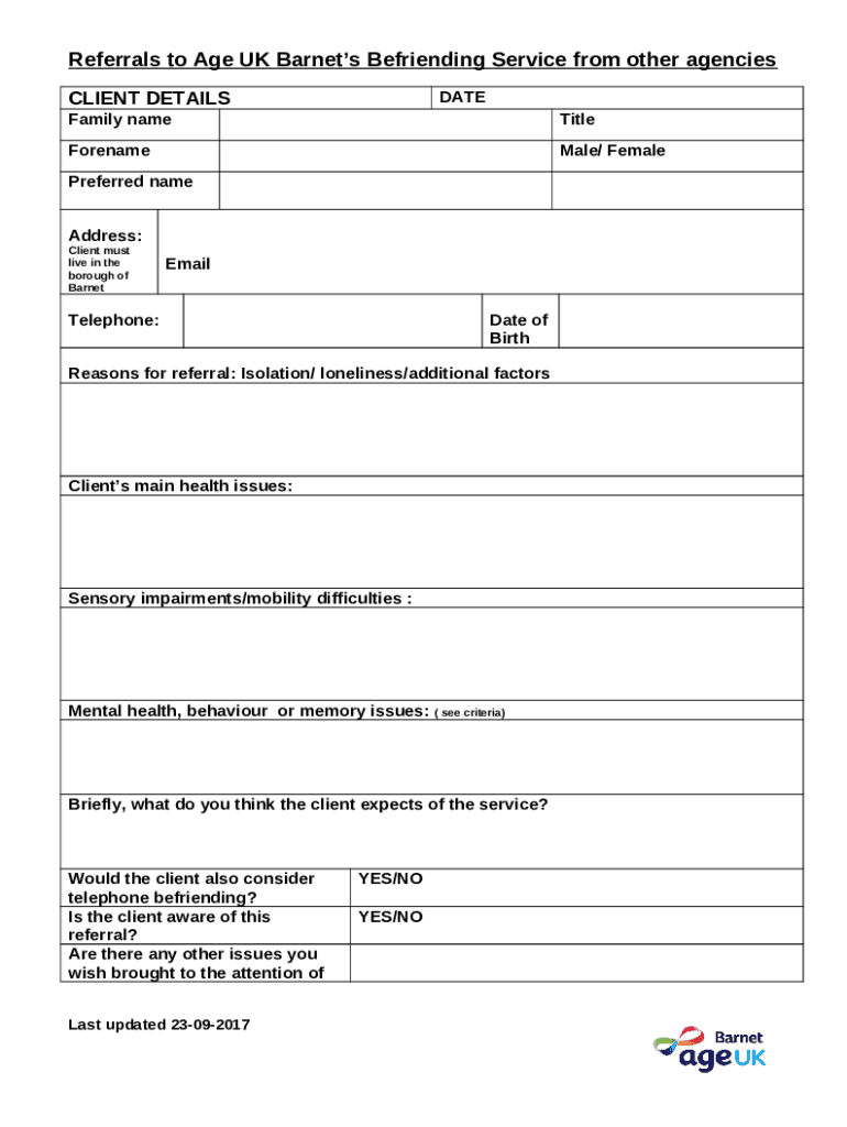 how to refer individuals to the befriending services Doc Template ...
