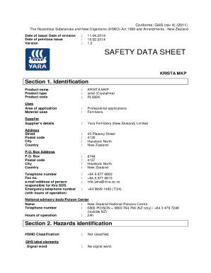 Fillable Online New Zealand's hazard classification systemEPA Fax Email ...