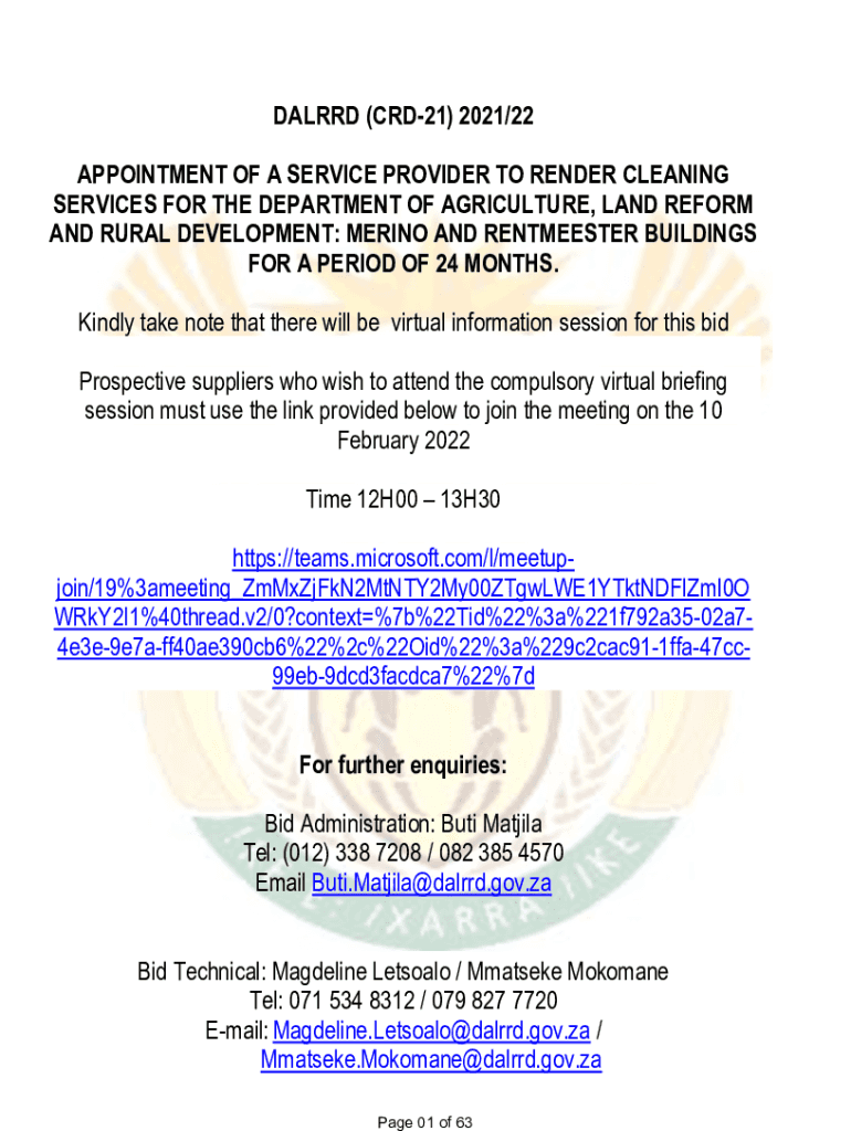 Fillable Online Dalrrd Tenders Fax Email Print - pdfFiller
