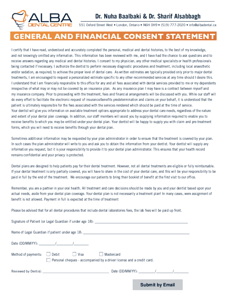 Fillable Online GENERAL AND FINANCIAL CONSENT STATEMENT Fax Email Print ...