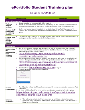 ePortfolio Student Training plan - Program - elearning uq edu Doc ...