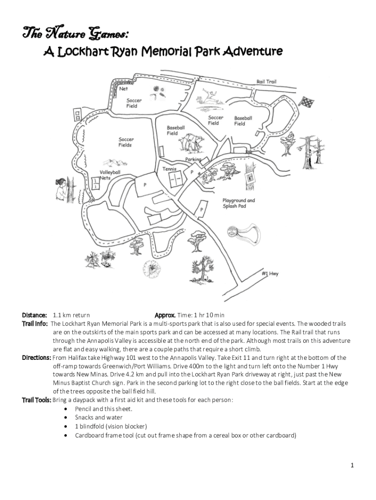 Fillable Online The Nature Olympics: A Lockhart Ryan Memorial Park ...