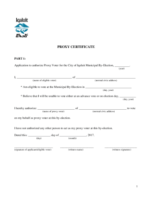 Fillable Online PROXY CERTIFICATE Fax Email Print - pdfFiller
