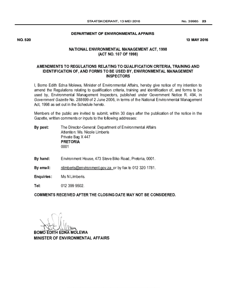 Fillable Online cer org government notice department of environmental ...