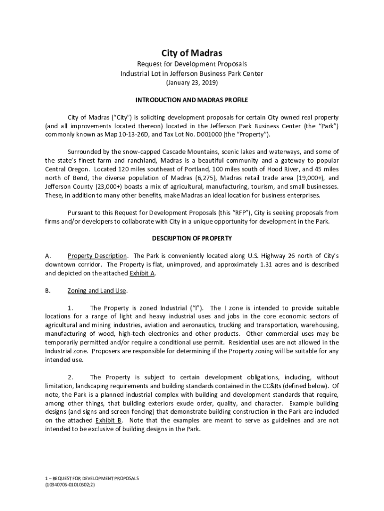 Fillable Online City of Madras - Request for Development Proposals Industrial Lot in ... Fax ...