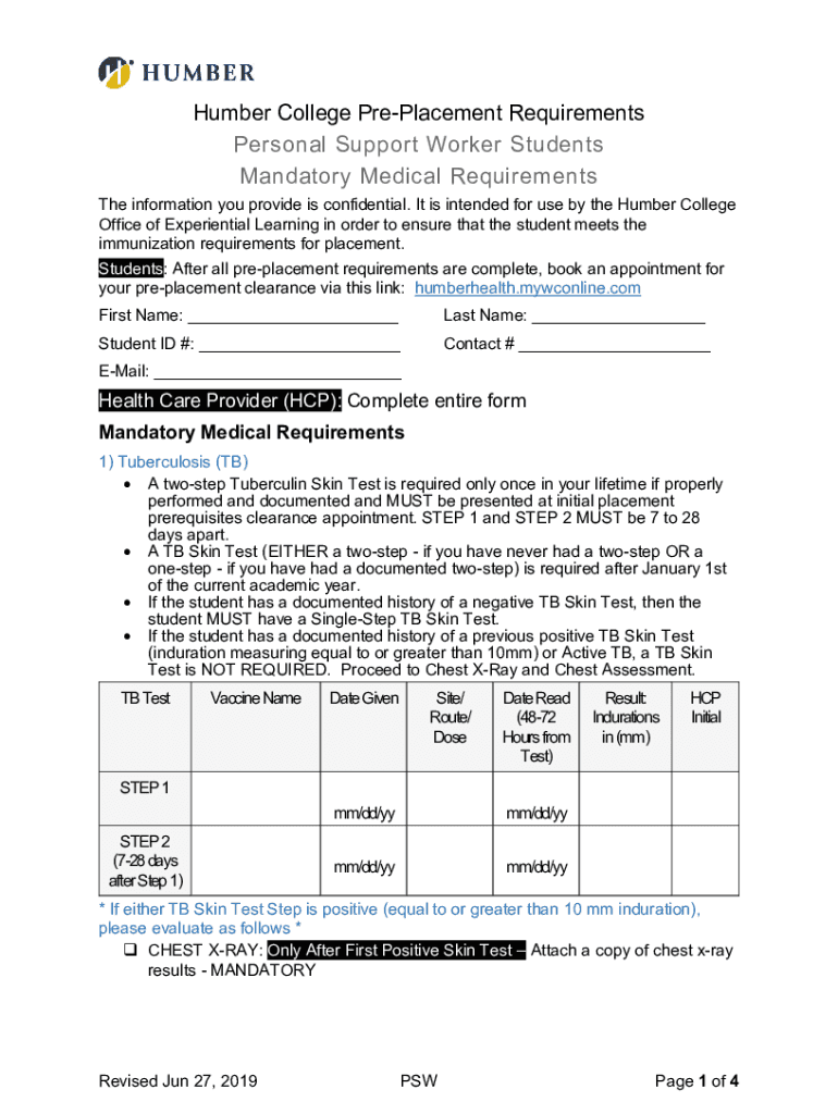 Fillable Online PSW-Medical-Requirements Fax Email Print - pdfFiller