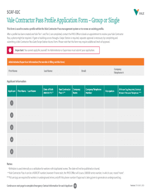 Fillable Online Vale Contractor Pass Profile Application Form Fax Email ...