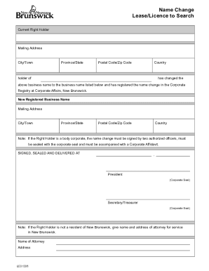 Fillable Online www2 gnb Name Change Lease/ Licence to Search form ...
