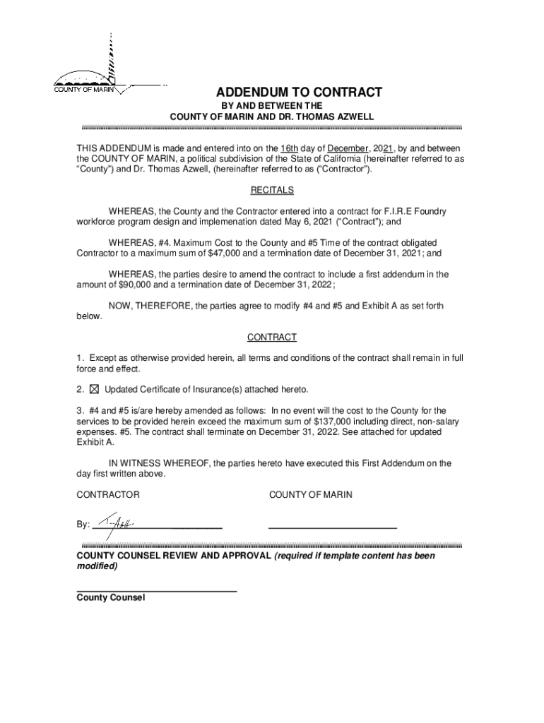 Fillable Online second addendum to agreement Fax Email Print - pdfFiller