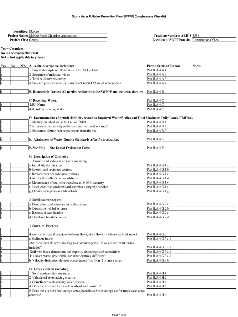 Fillable Online What is a SWPPP (Stormwater Pollution Prevention Plan ...