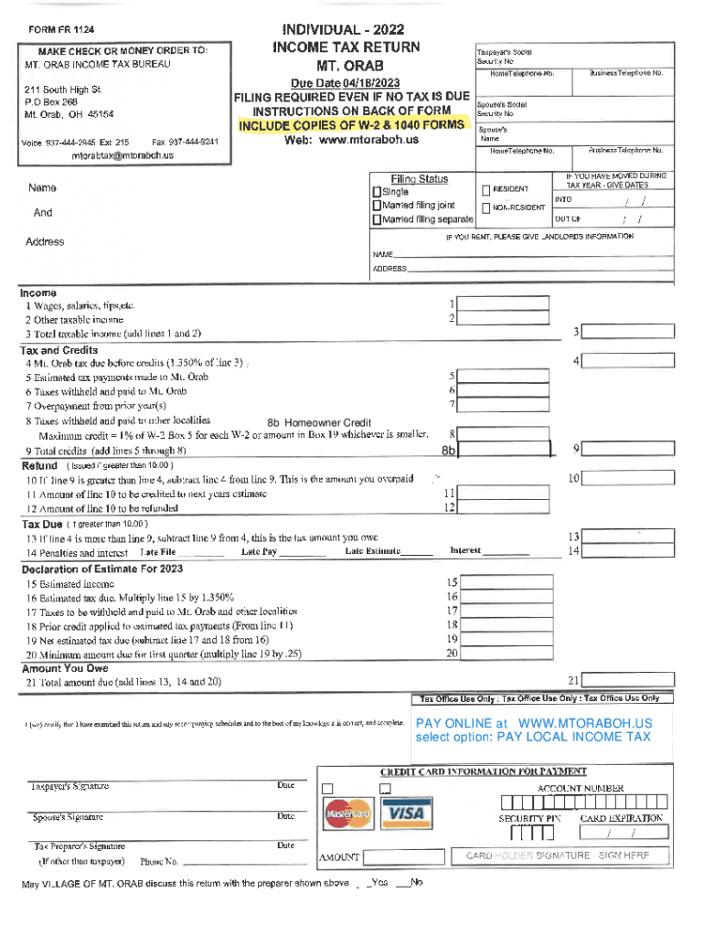 Fillable Online 2022 Individual Tax Form Fax Email Print - pdfFiller
